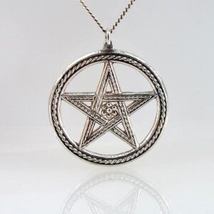 Sterling Silver Pentacle Woven Wiccan Necklace Rope Texture Pagan ...