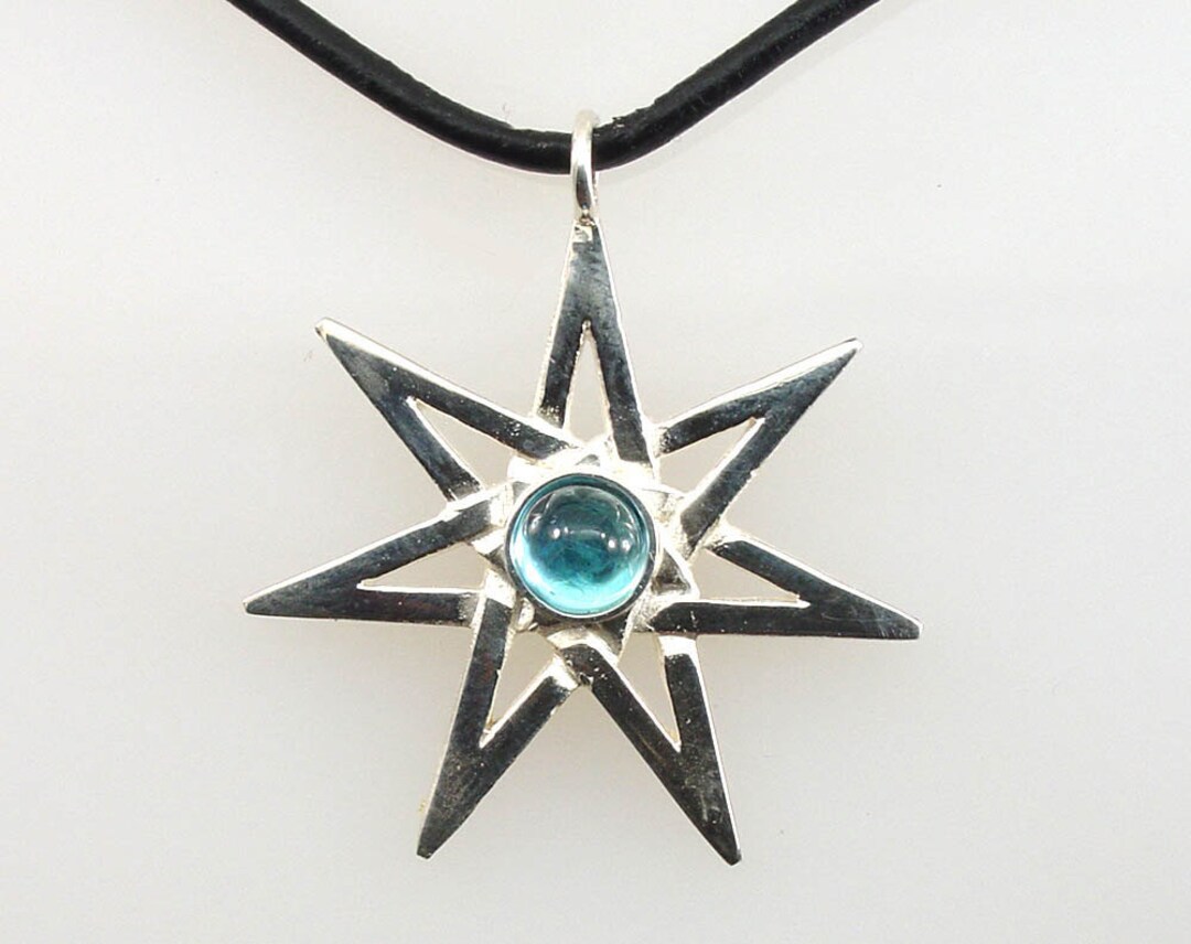 Septagram Gemstone Necklace Fairy Star Sterling Silver Pagan Pendant ...