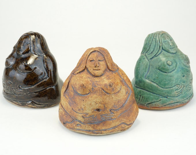 Sitting Gaia Goddess Clay Rattle, Sculpted Stoneware Altar Shaker - Etsy