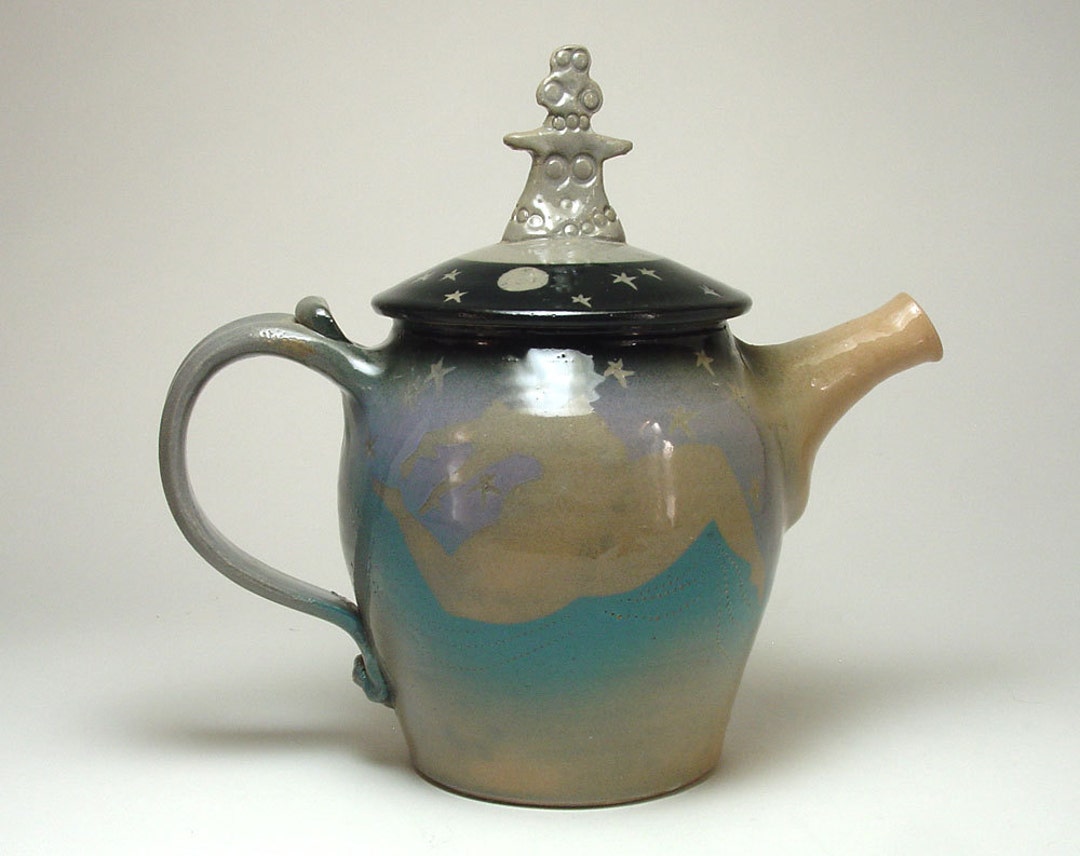 Tan Porcelain Leaping Dancer Teapot Unique Hand Made Sculpted Bird ...