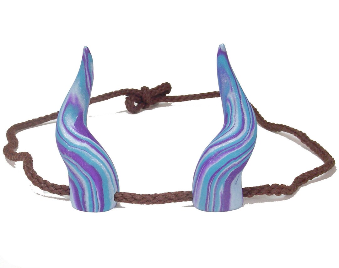 Lavender Turquoise Pan Horns, Satyr Goat Devil Horns - Etsy