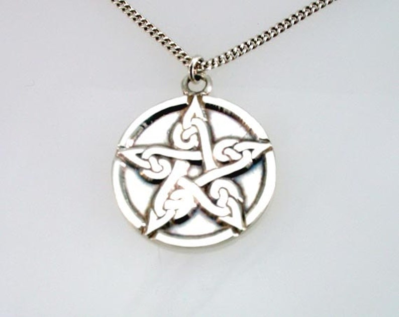 Celtic Knot Work Wiccan Pentacle Sterling Silver Necklace - Etsy Australia