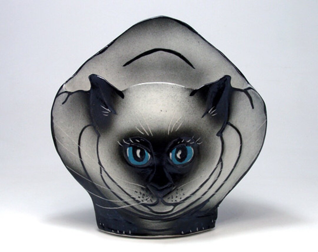 Siamese Cat Vase Decorative Porcelain Sculpture Vessel - Etsy