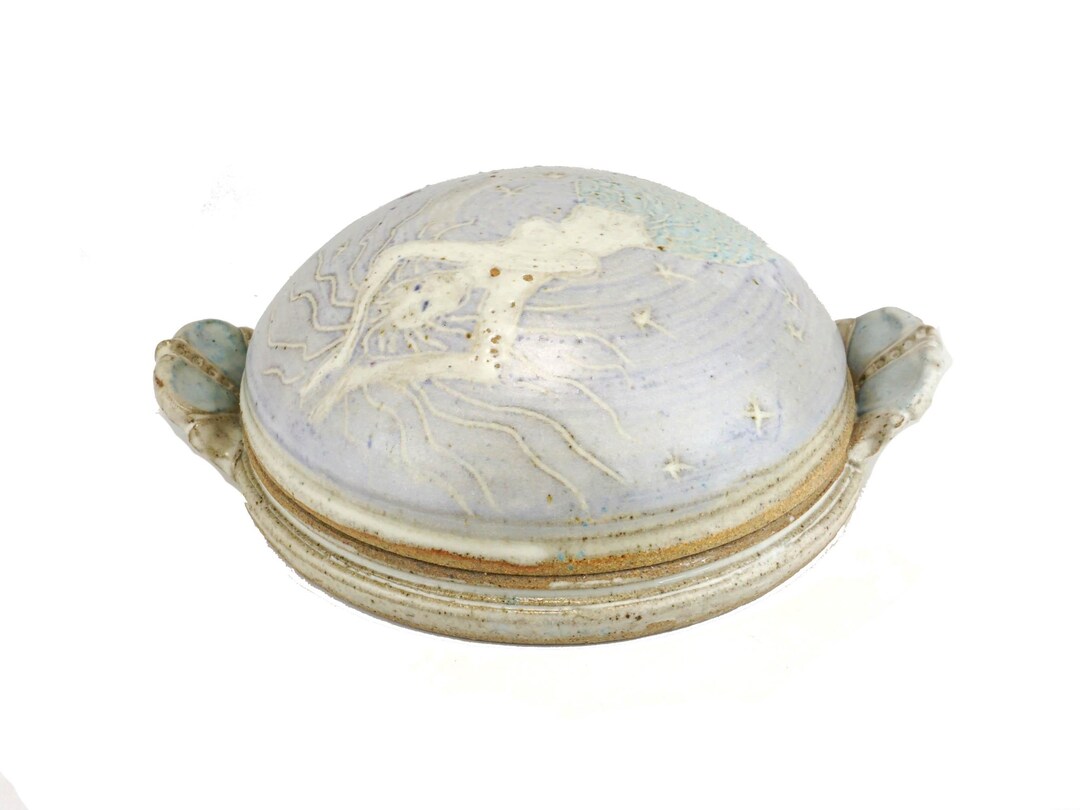Mermaid Selki Goddess Stoneware Butter Dish Siren Covered Lidded ...