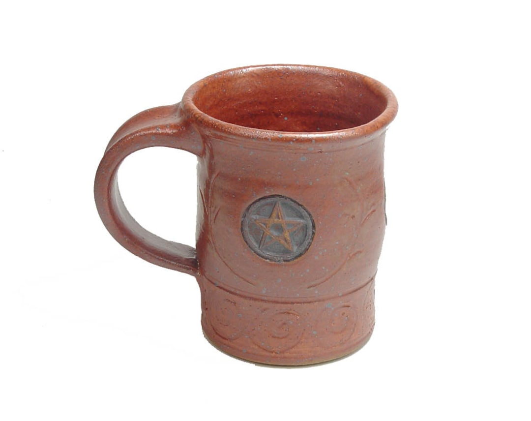 Pottery Coffee Cup Pentacle Septagram Leaves Spirals Wiccan Mug - Etsy