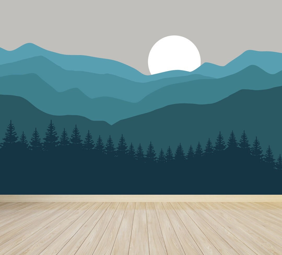 Mountain Decal, Mountain Mural Decal, Nursery Decal, Mountain Wallpaper ...