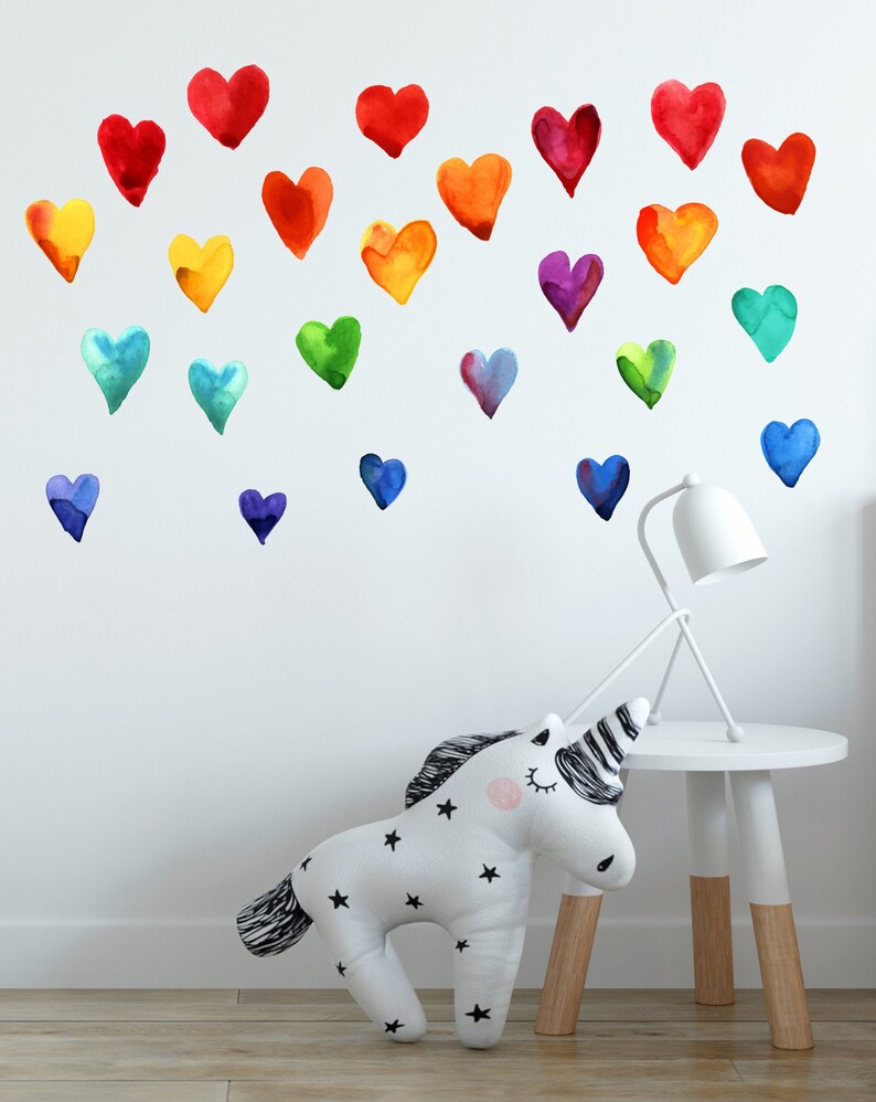 Rainbow Heart Decals Wall Stickers SP103 - Etsy