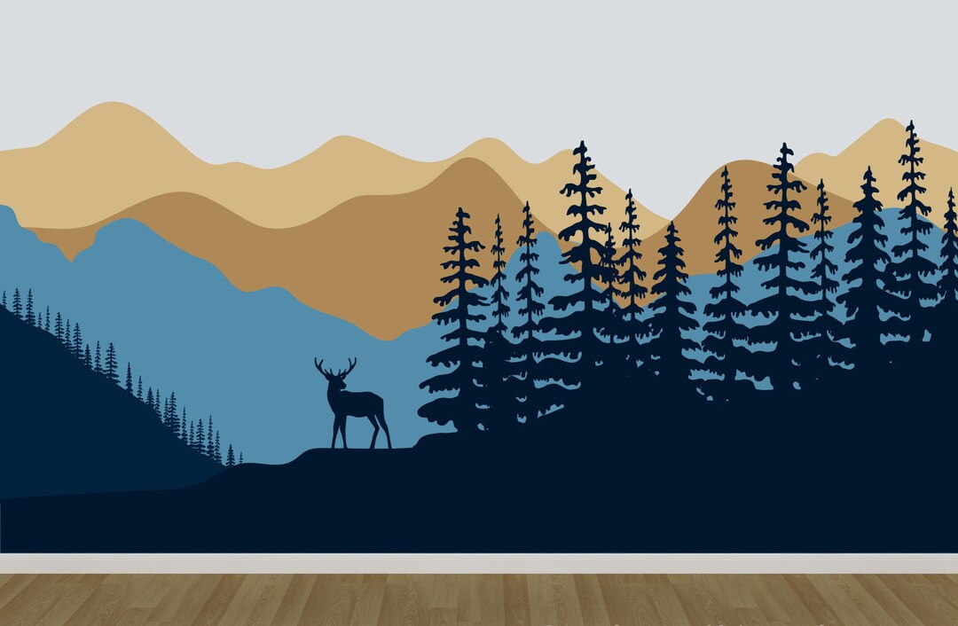 Mountain Mural Decal, Mountain Decal, Nursery Decal, Mountain Wallpaper ...