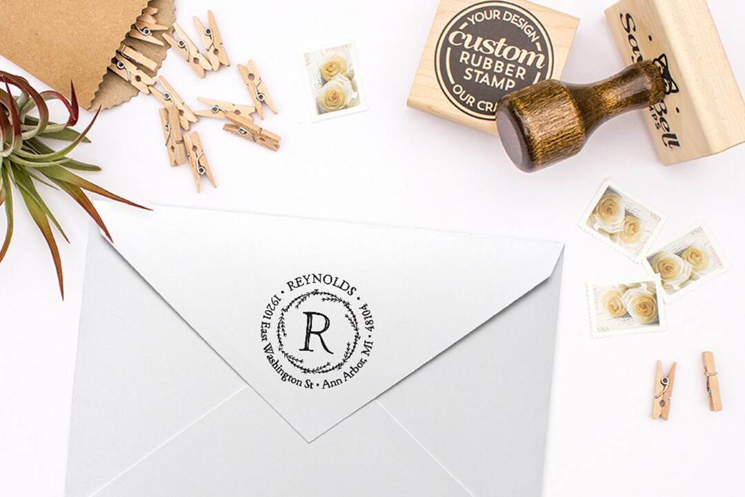 Monogram Address Stamp, Circle Address Stamp, Housewarming Gift, Diyer ...