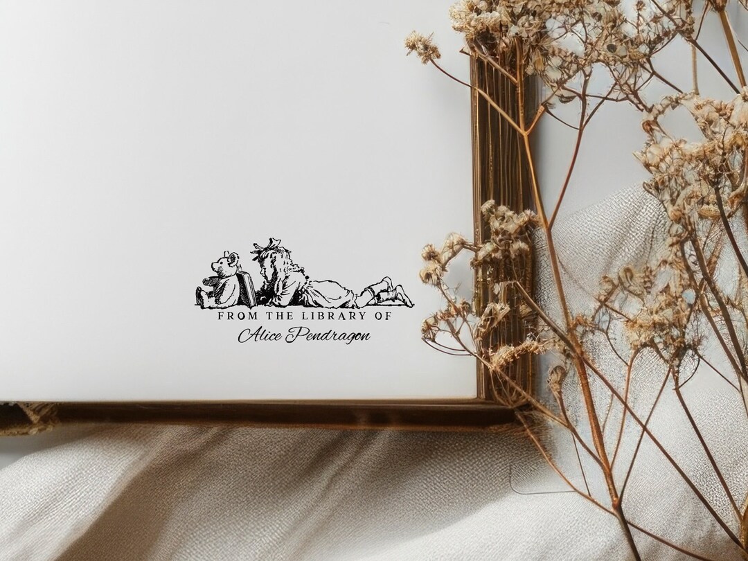 Custom Book Stamp, Personalized Library Rubber Stamp, Vintage Book ...