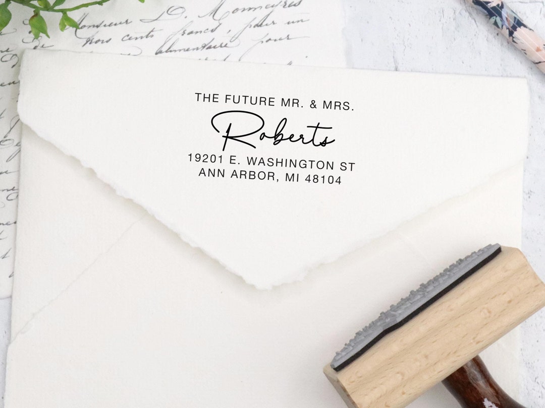 Future Mr and Mrs Address Stamp, Personalized Address Stamp, Self ...