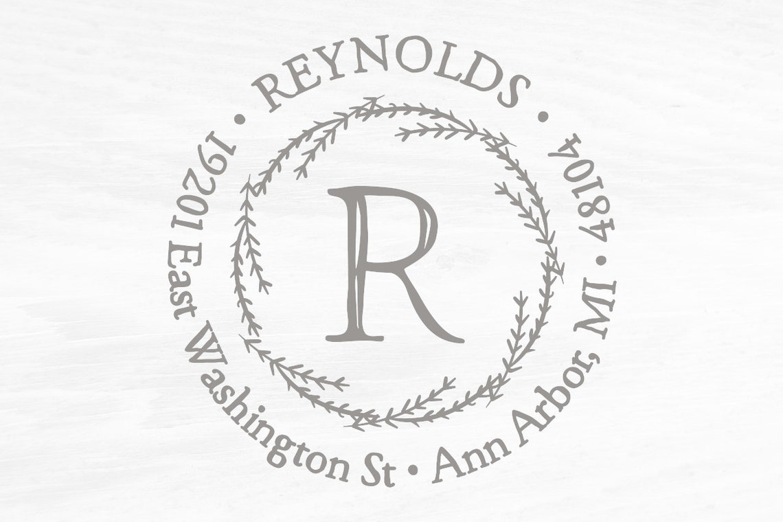 Monogram Address Stamp Circle Address Stamp Housewarming - Etsy