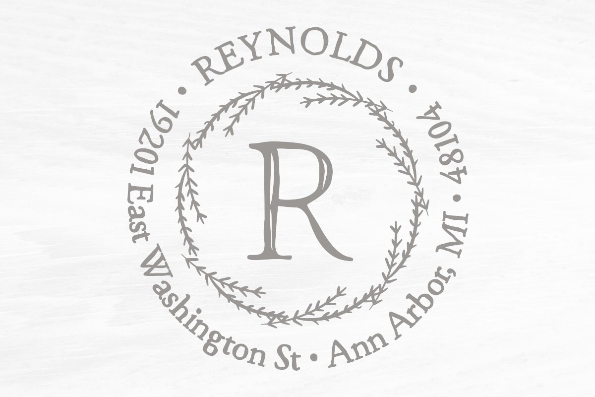 Monogram Address Stamp Circle Address Stamp Housewarming | Etsy