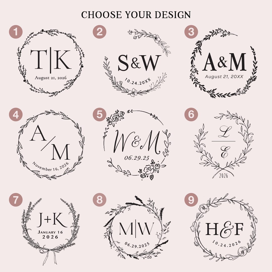 Wedding Monogram Stamp | Initials Stamp | Self Inking Wedding Stamp ...