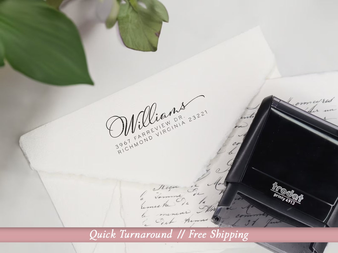 Script Address Stamp, Self Inking Address Stamp, Personalized ...