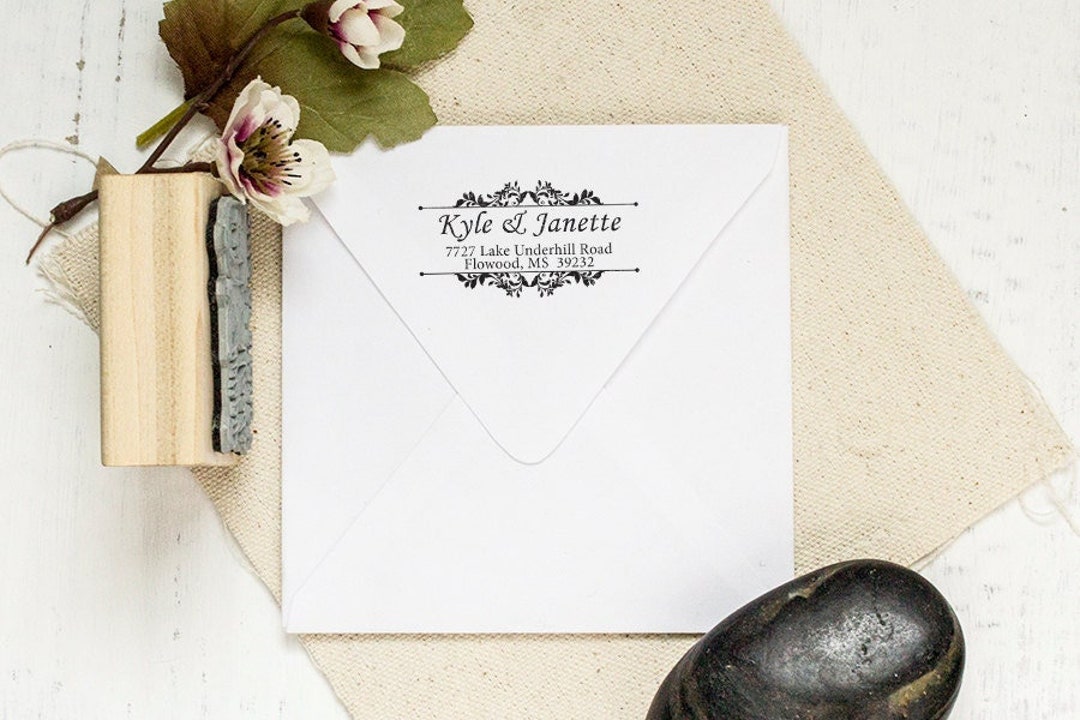 Floral Address Stamp, Custom Rubber Stamp, Wedding Gift, Housewarming ...