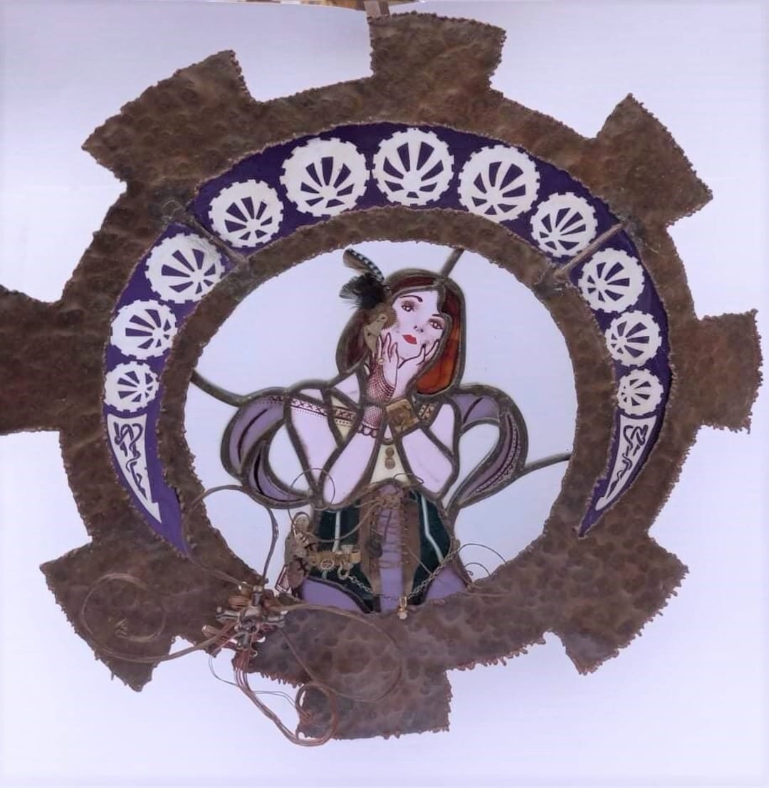 Stained Glass Art Nouveau / Steam Punk Glass Window - Etsy
