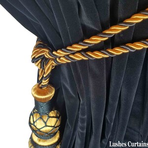 1 Beautiful Luxury Gold & Blue Curtain Drapery Tassel Rope Tie Back ...