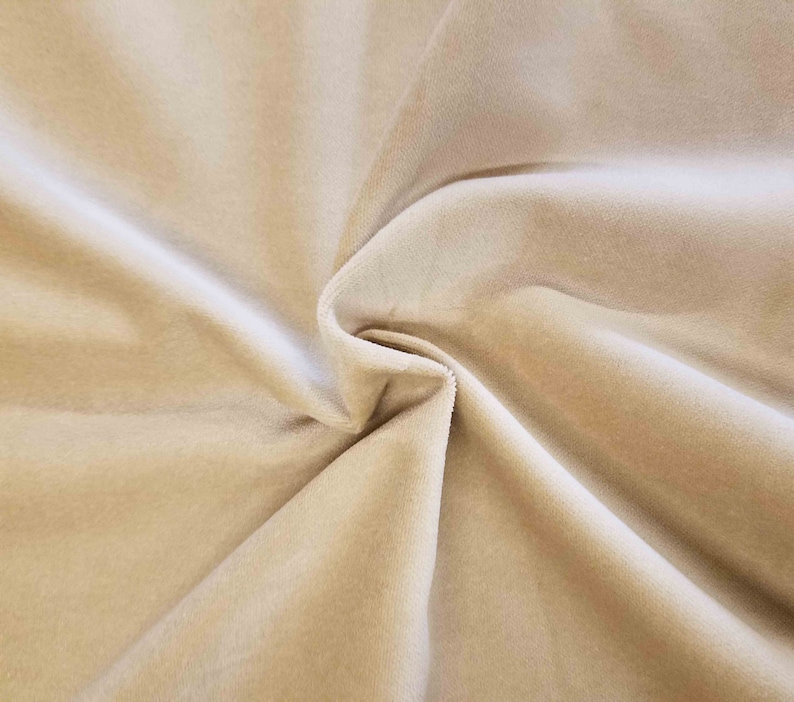 Luxurious Solid Cream 100% Cotton Velvet Velour Fabric for Upholstery ...