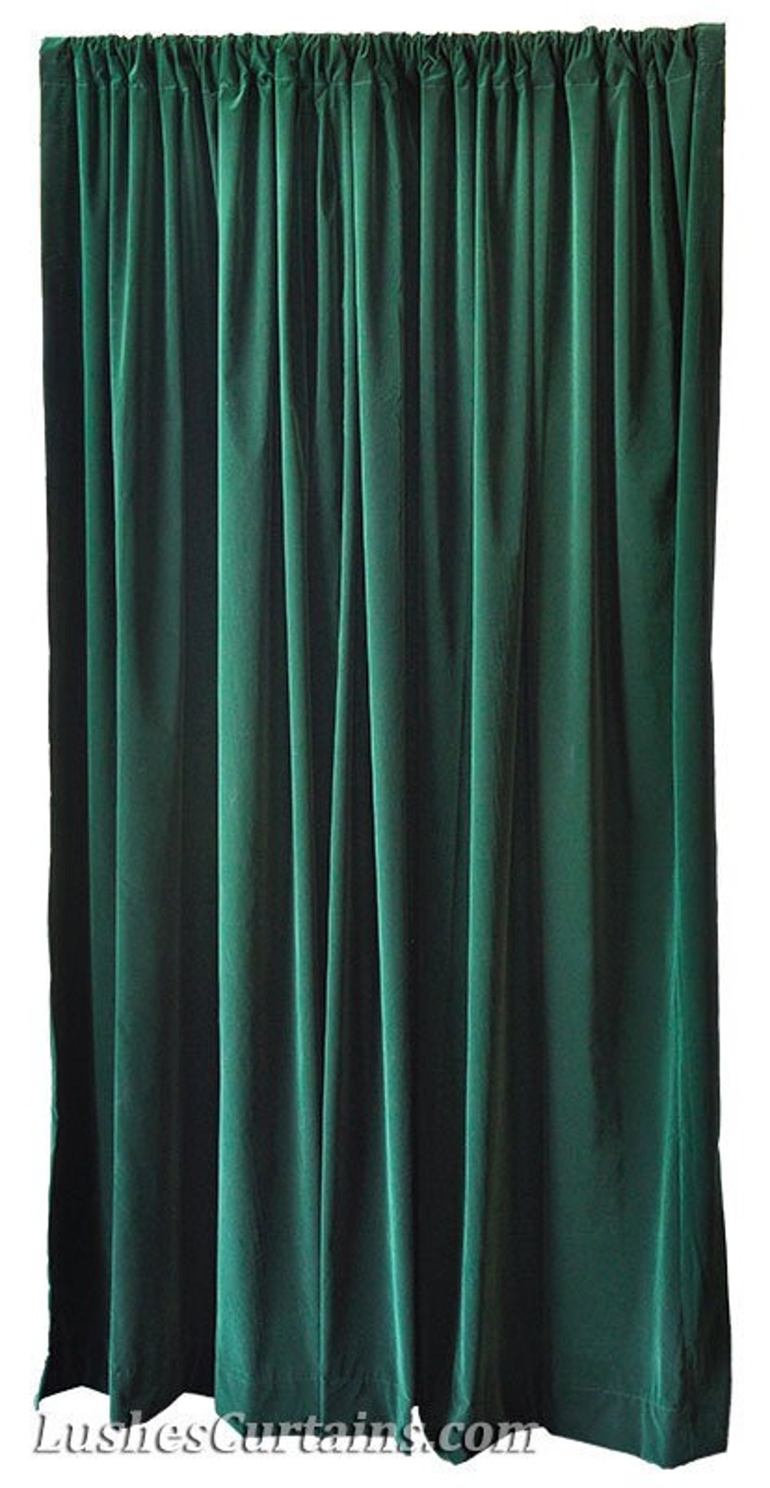 USED 4 Ft W X 8 Ft High Forest Green Flock Velvet Fabric Curtain/drape ...