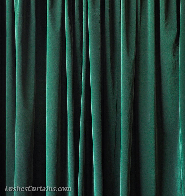 USED 4 Ft Wide X 10 Ft High Green Flock Velvet Fabric Curtain Panel ...