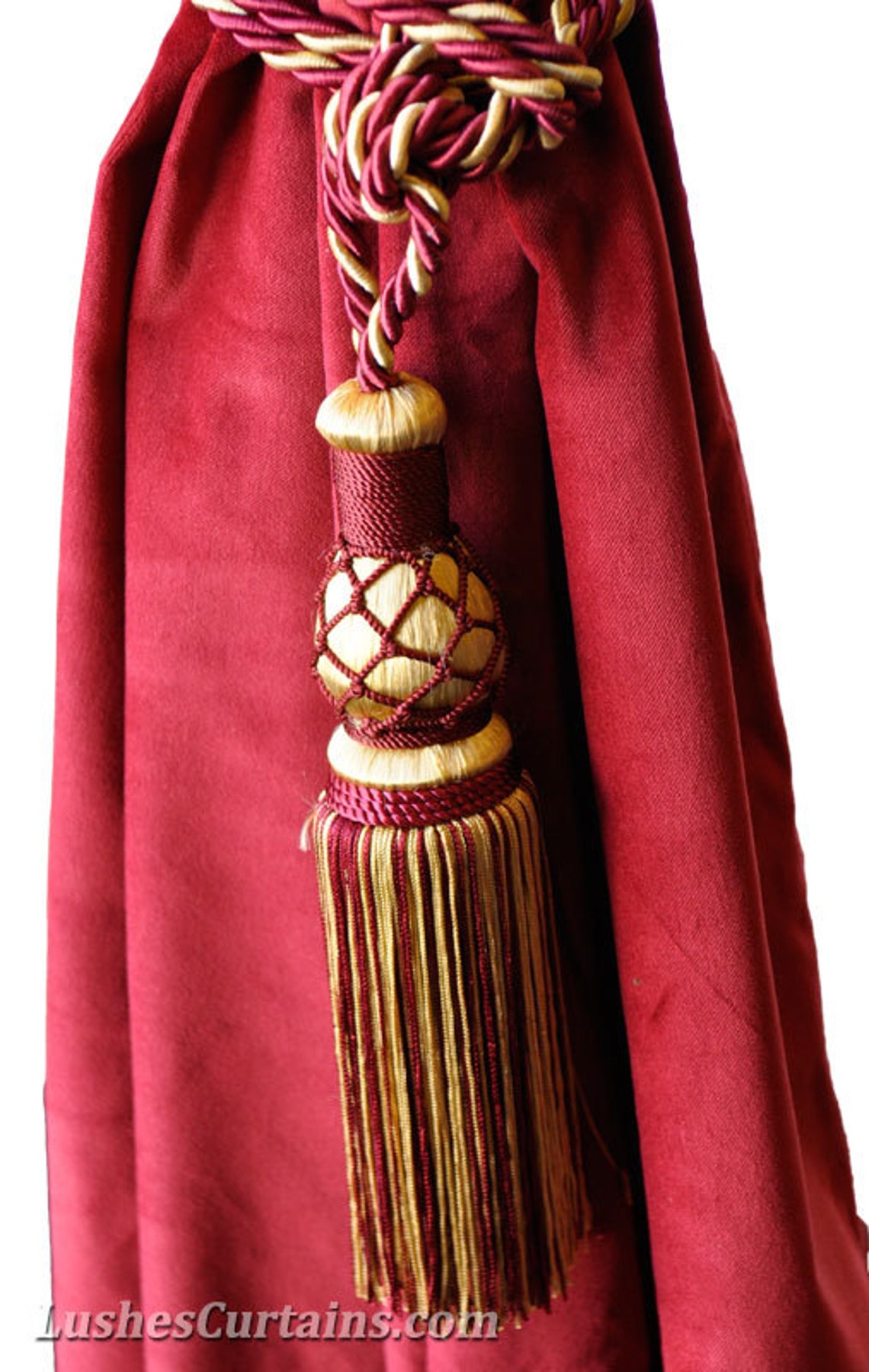 1 Beautiful Luxury Gold & Burgundy Curtain Drapery Tassel Rope - Etsy