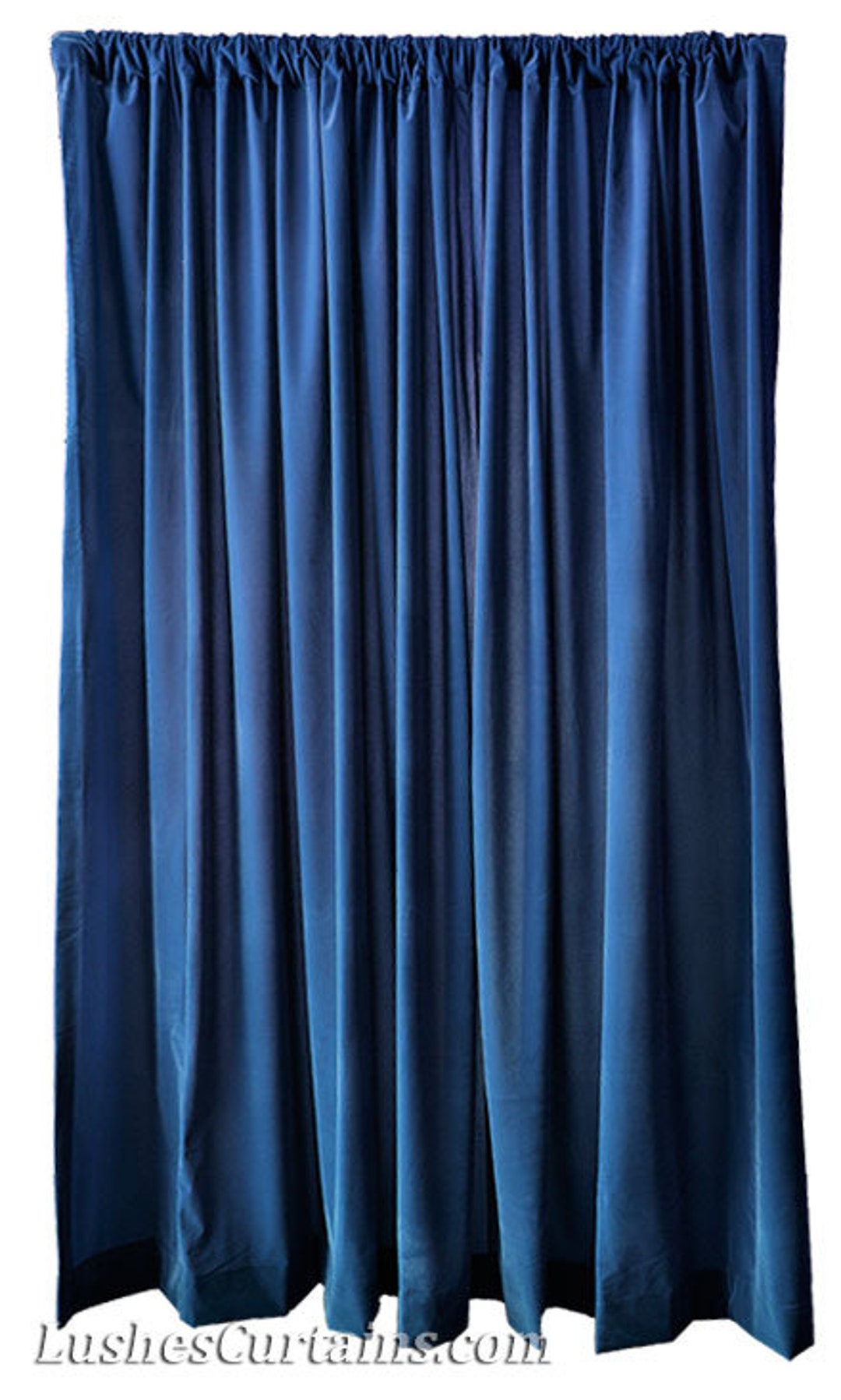 USED 4 Ft Wide X 9 Ft High Navy Blue Flocking Velvet Fabric Curtain ...