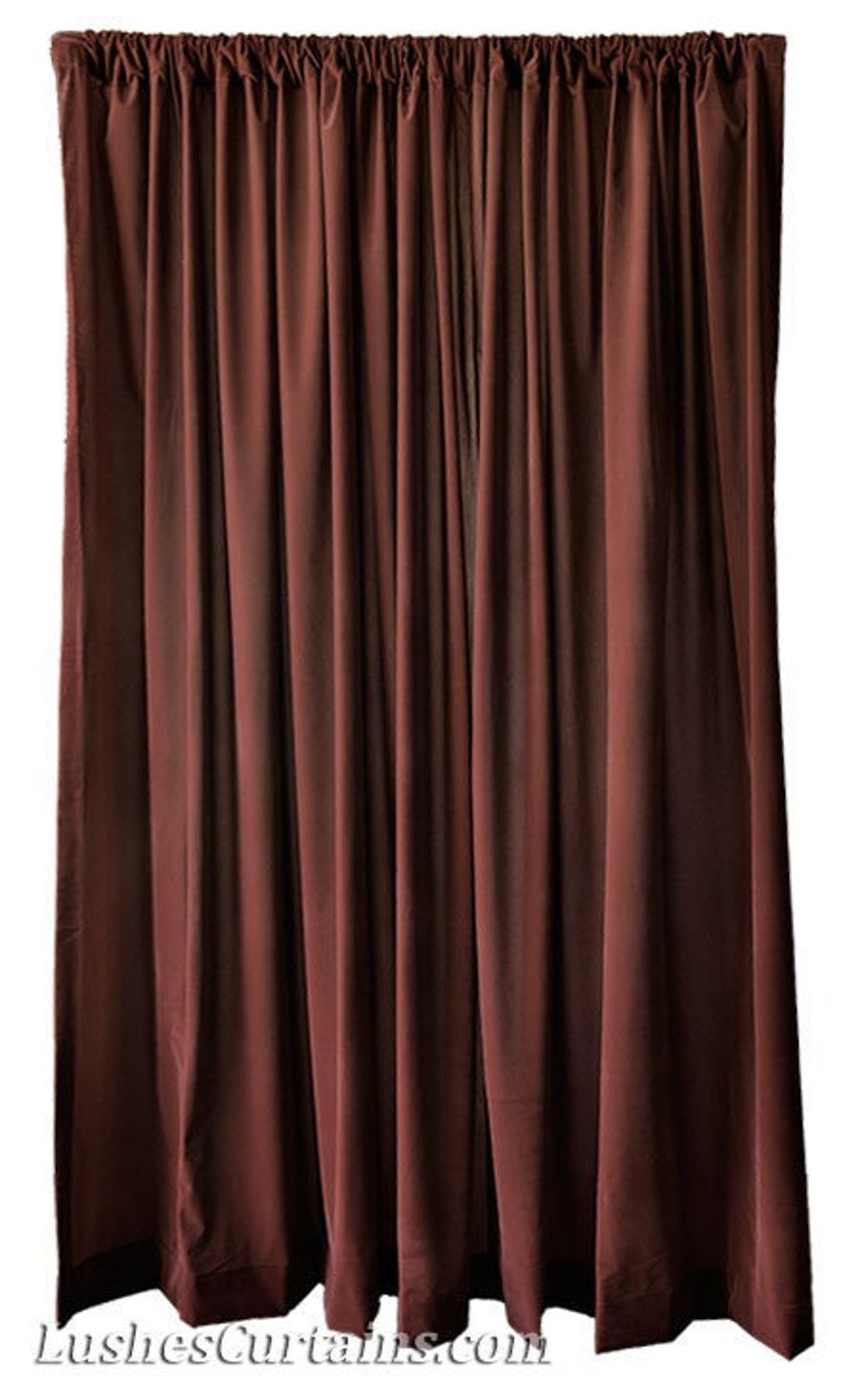 USED 4 Ft W X 7 Ft High Brown Flocked Velvet Fabric Custom Made Curtain ...