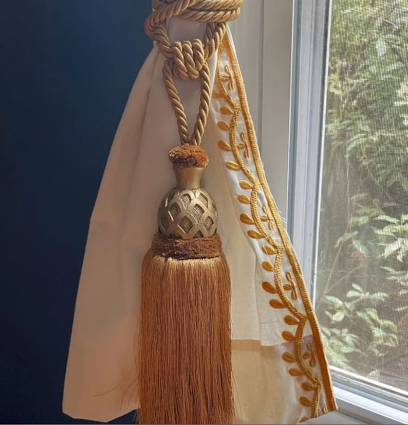 Luxury Gold Curtain Drapery Decorative Wood/tassel Spread Rope - Etsy UK