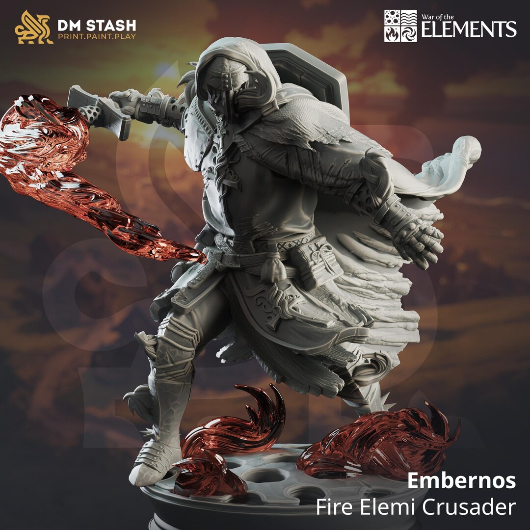 Male Fire Elemental Fighter Miniature - Etsy