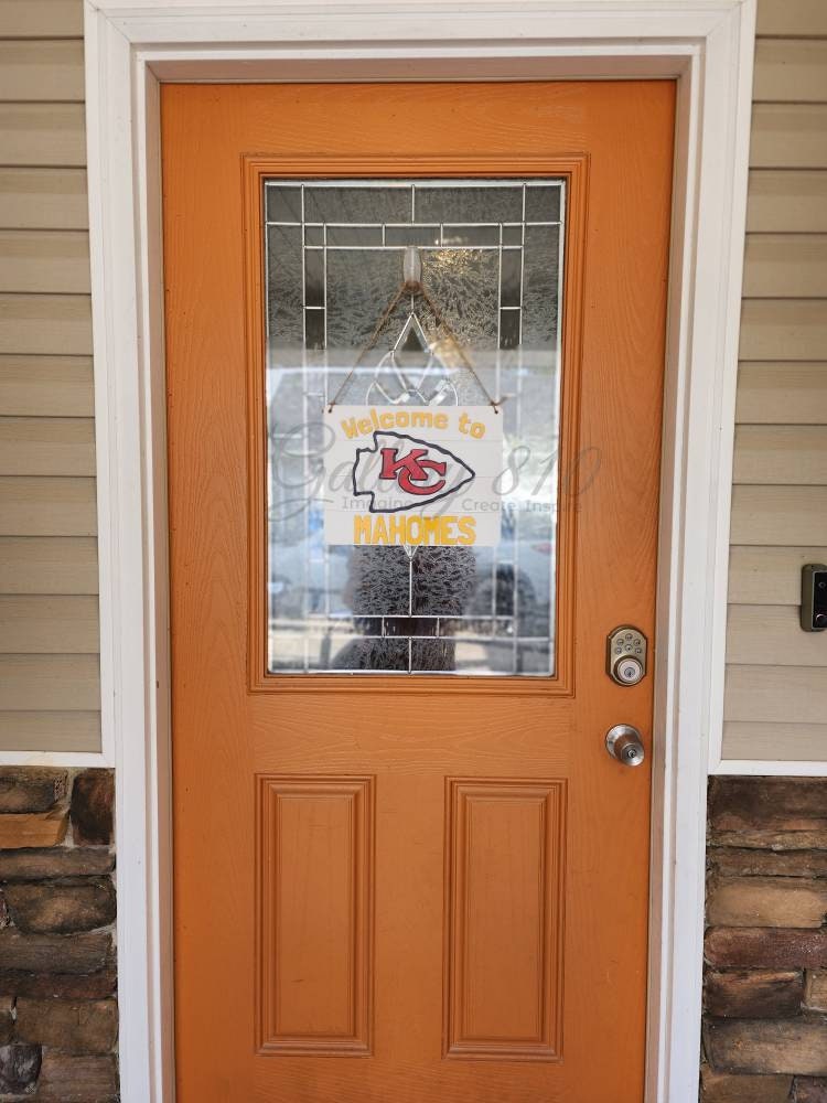Kansas City Chiefs Replica Mahomes Door Hanger Porch Sign Welcome to ...
