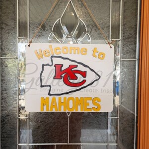 Kansas City Chiefs Replica Mahomes Door Hanger Porch Sign Welcome to ...