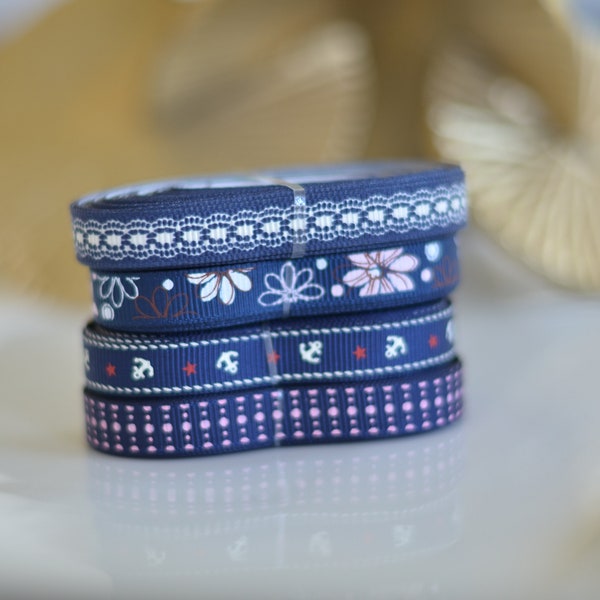 Pink and Navy Ribbon - Etsy