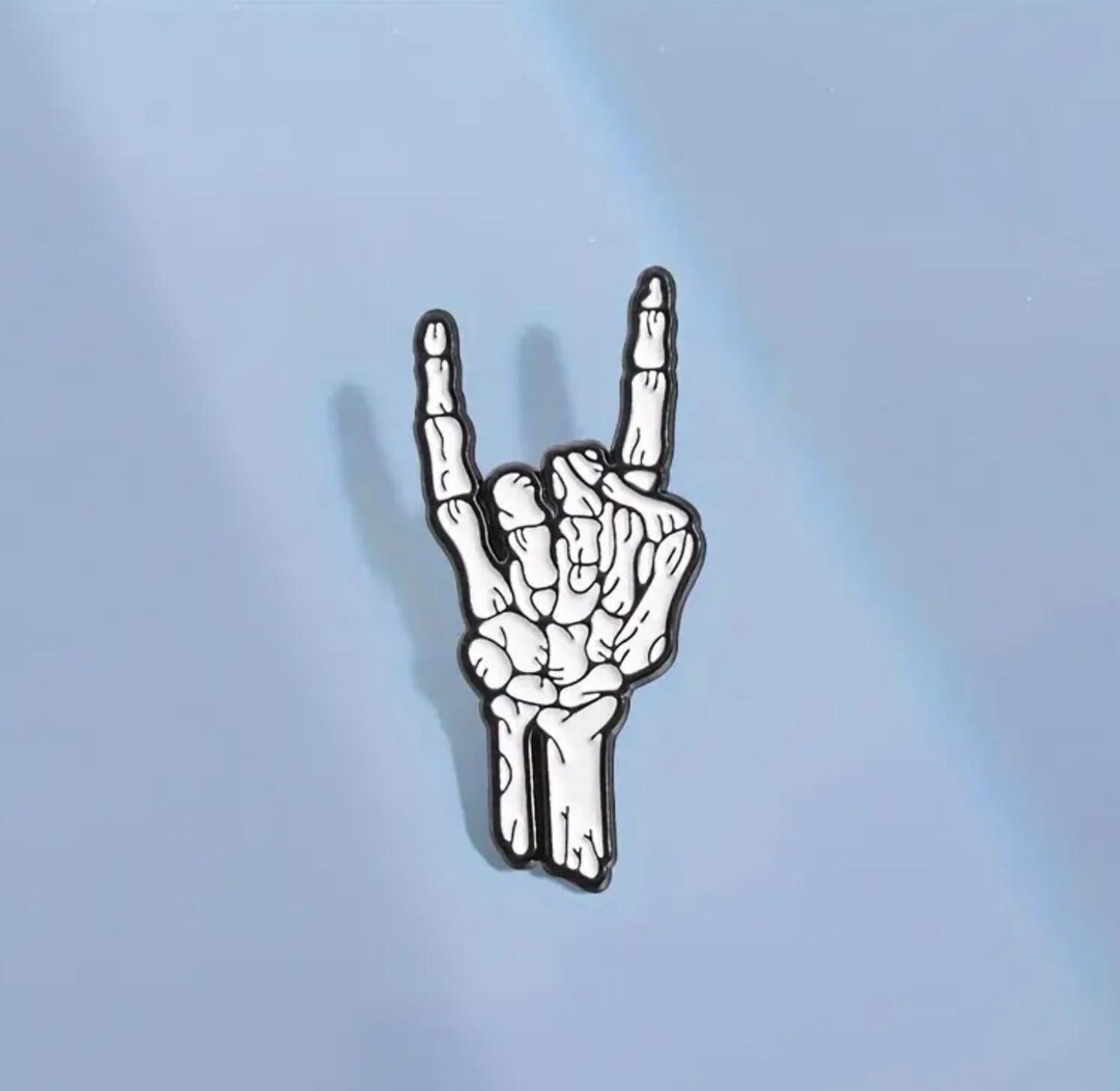 Punk Rock Skeleton Hand Enamel Pin - Etsy