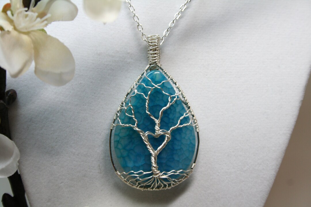 Wire Wrapped Tree Necklace, Sterling Silver Heart Tree of Life ...