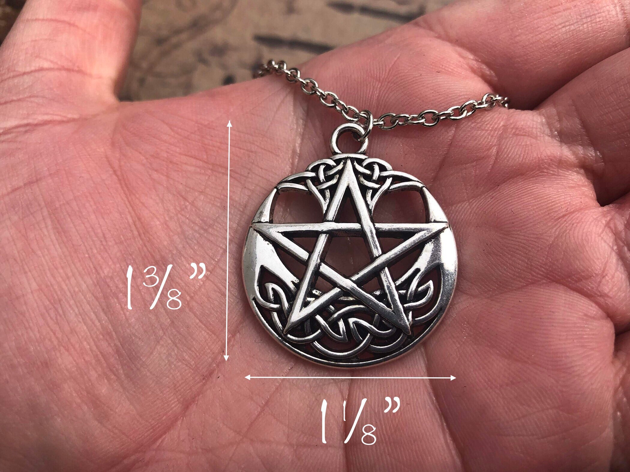 Wiccan Celtic Knot Pentacle Necklace Silver Wiccan Pendant - Etsy