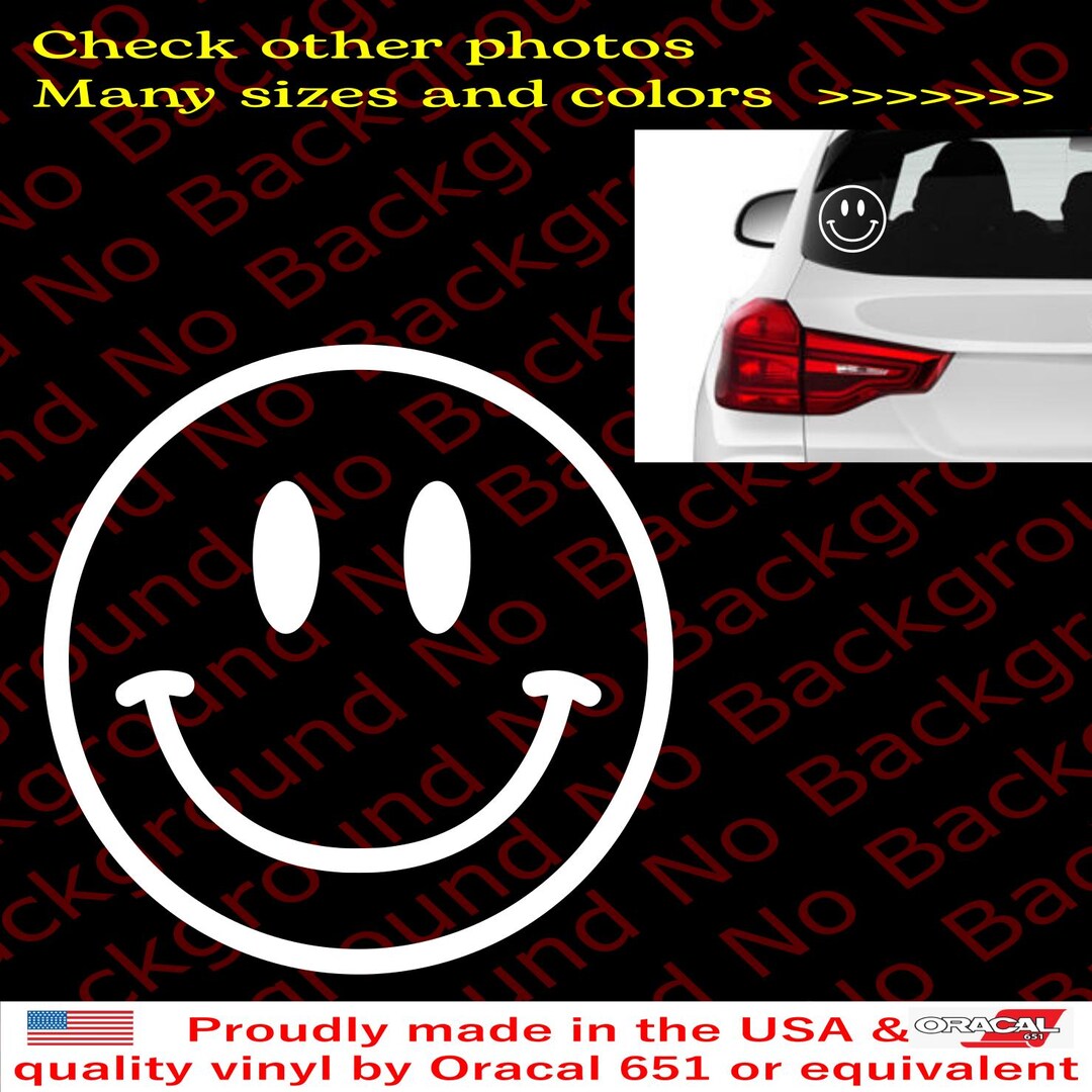 Smiley Face Emoji Vinyl Die Cut Decal Sticker - Vintage Retro Happy ...