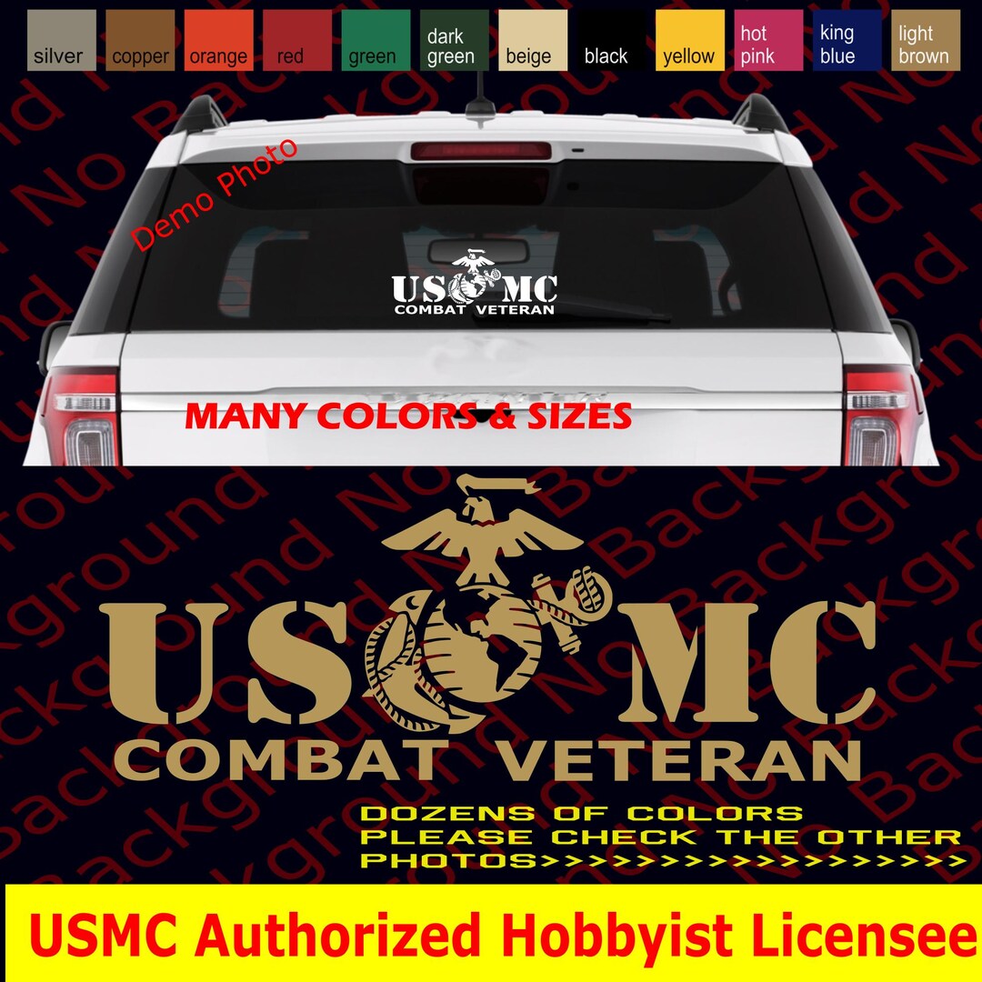 USMC Marines Combat Veteran EGA Vinyl Decal Die Cut Sticker for Car ...