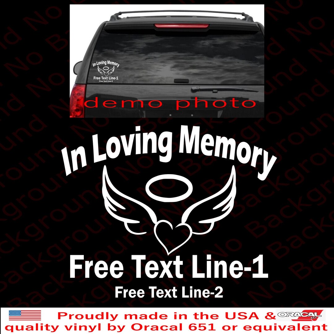 Many Colors & Sizes- in Loving Memory With Heart Custom Text Car Vinyl ...