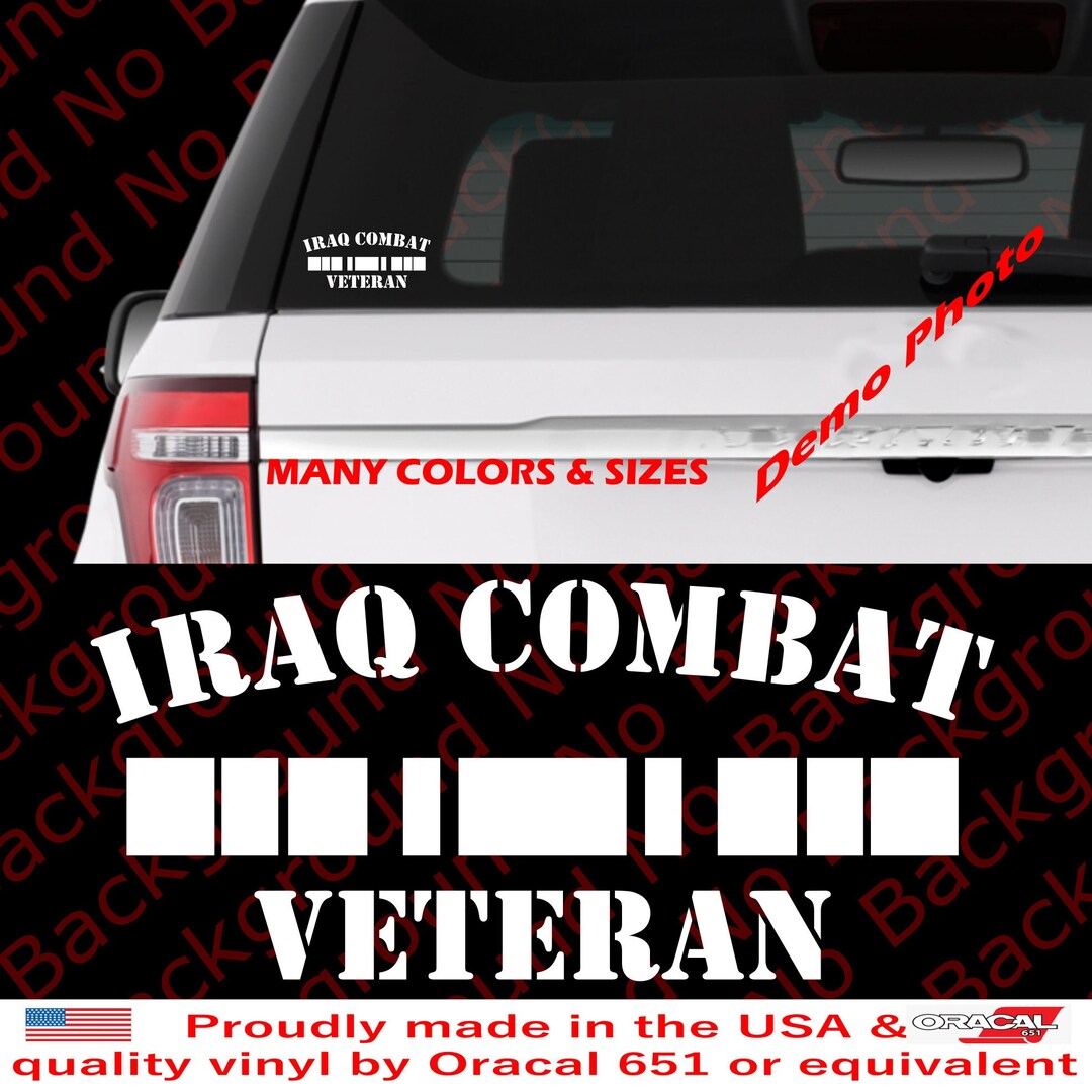 Iraq Combat Veteran Vinyl Window Decal for USA Military Fight for ...