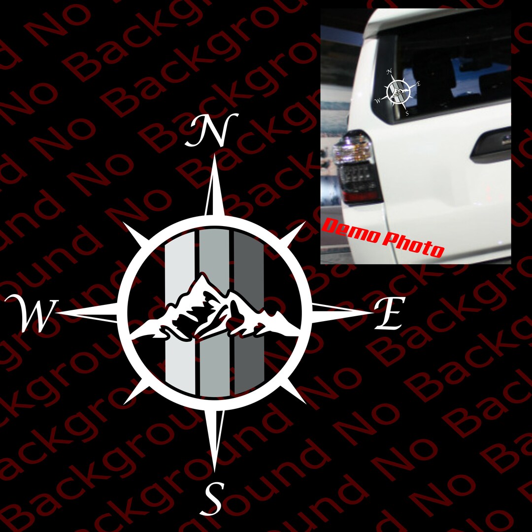 Grey Tone Retro Racing Stripes Rainbow and Compass Vinyl Die Cut Decal ...