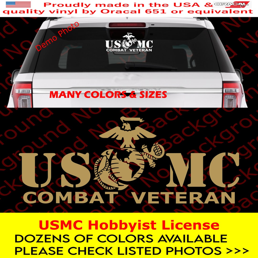 USMC Marines Combat Veteran EGA Vinyl Decal Die Cut Sticker Eagle ...