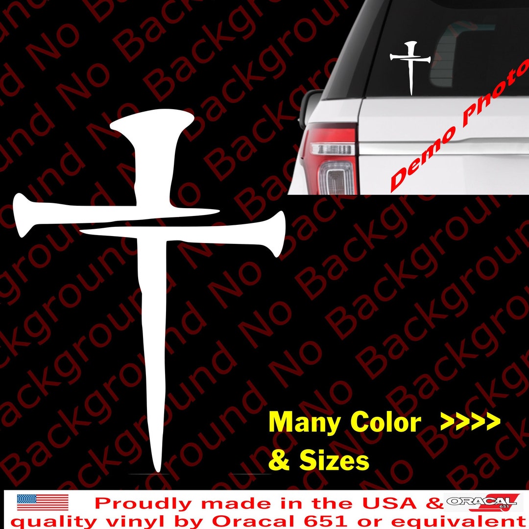 Nail Holy CROSS Sticker Crucifix Vinyl Decal God Love Church Pray Faith ...