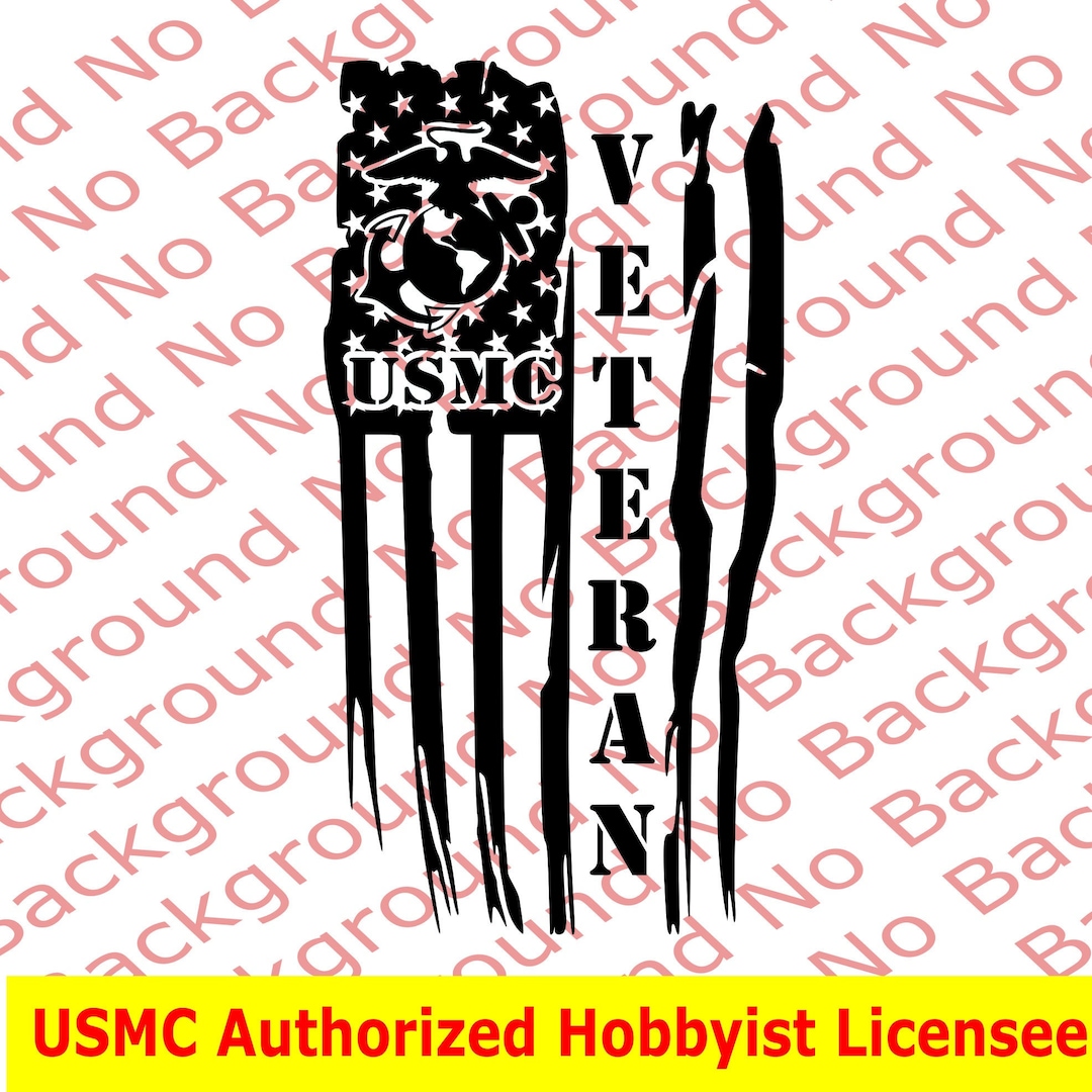 USMC Hobbyist License #533-24 Large Vertical Distressed Marines Veteran ...