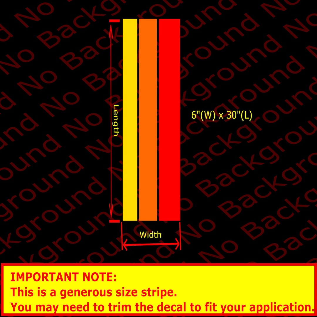 2 Pieces 6" X 30" Retro Racing Stripes Retro Rainbow Color Vinyl Die ...