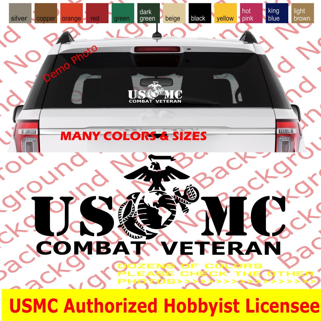 USMC Marines Combat Veteran EGA Vinyl Decal Die Cut Sticker Eagle ...
