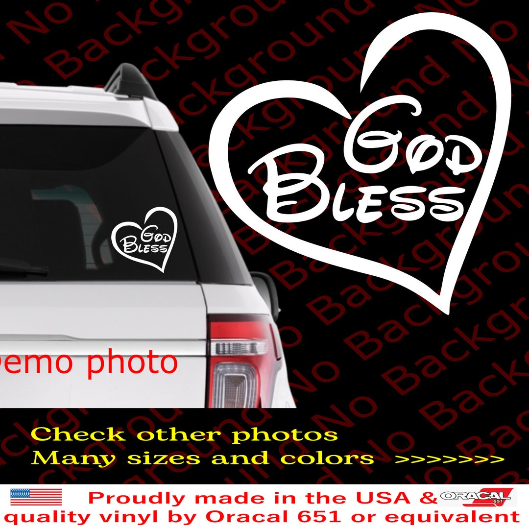 God Bless Heart Vinyl Decal Christian Catholic for Car Window ...