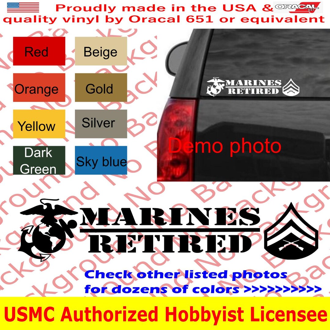 USMC Marines E5 SGT Sergeant Retired EGA Vinyl Decal Die Cut Sticker ...