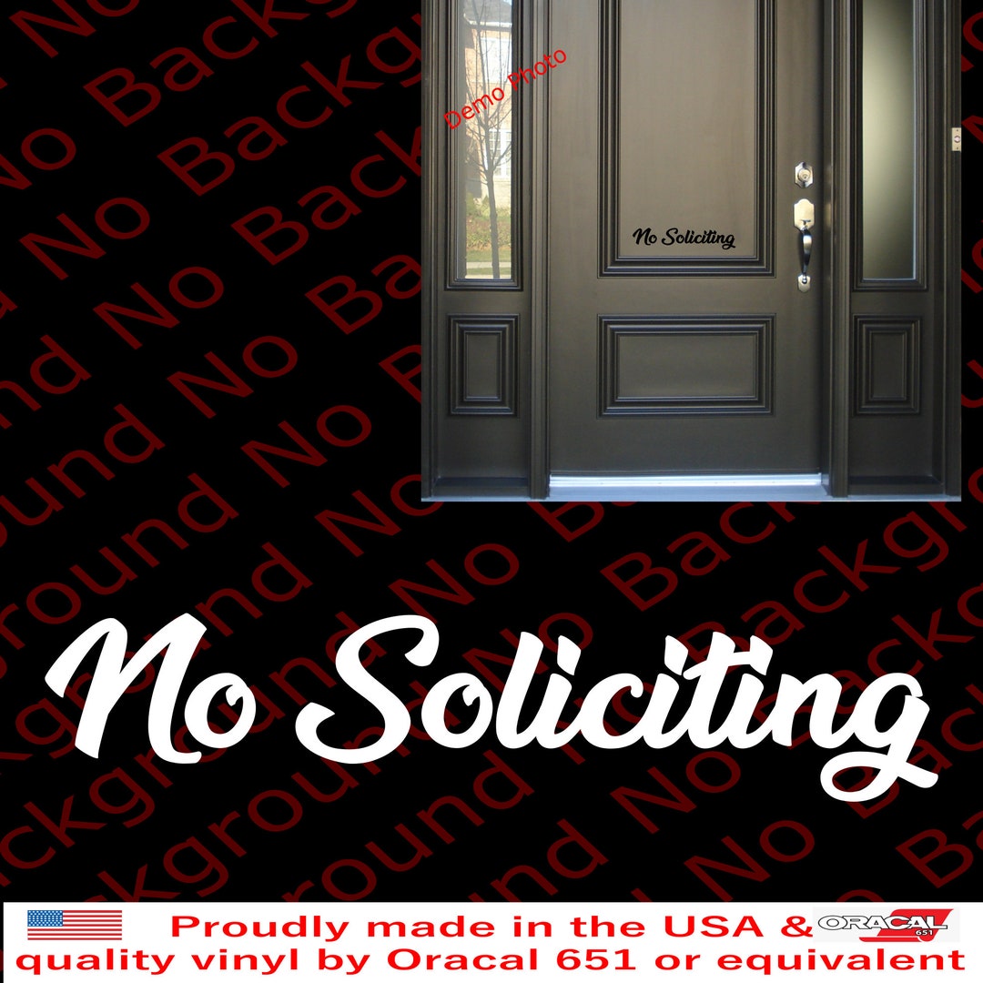 Cursive Writing No Soliciting Sign Business Glass Home Door Window ...