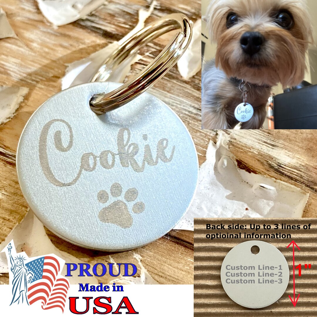 Custom Light Weight Round Aluminum Dog Cat Pet Tag | ID Name ...